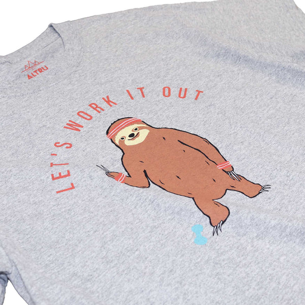 Altru Unisex Sloth work out Graphic Print Heather Grey Tee - Altru Apparel